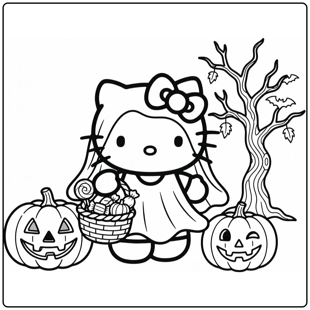 Gratis Kleurplaten Halloween Hello Kitty Om Te Printen Voor Alle