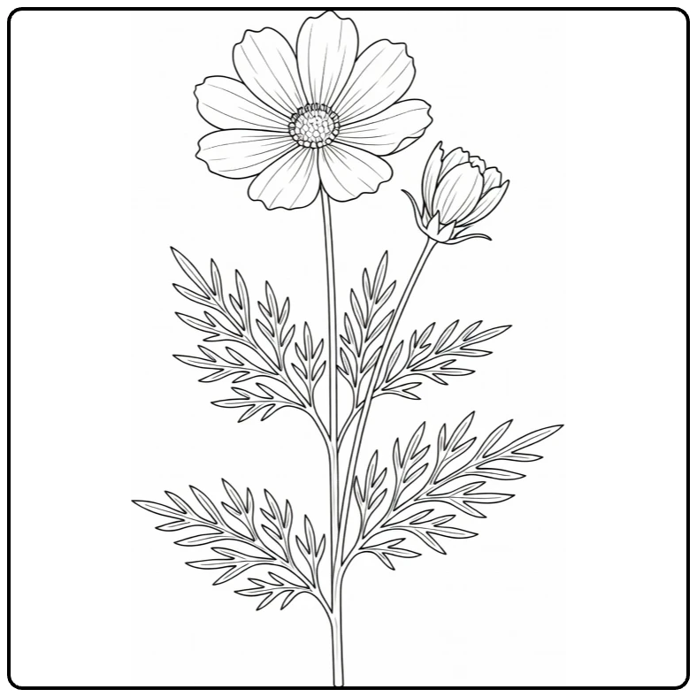 Gratis Cosmos Bloem Kleurplaten Om Te Printen PDF Voor Alle
